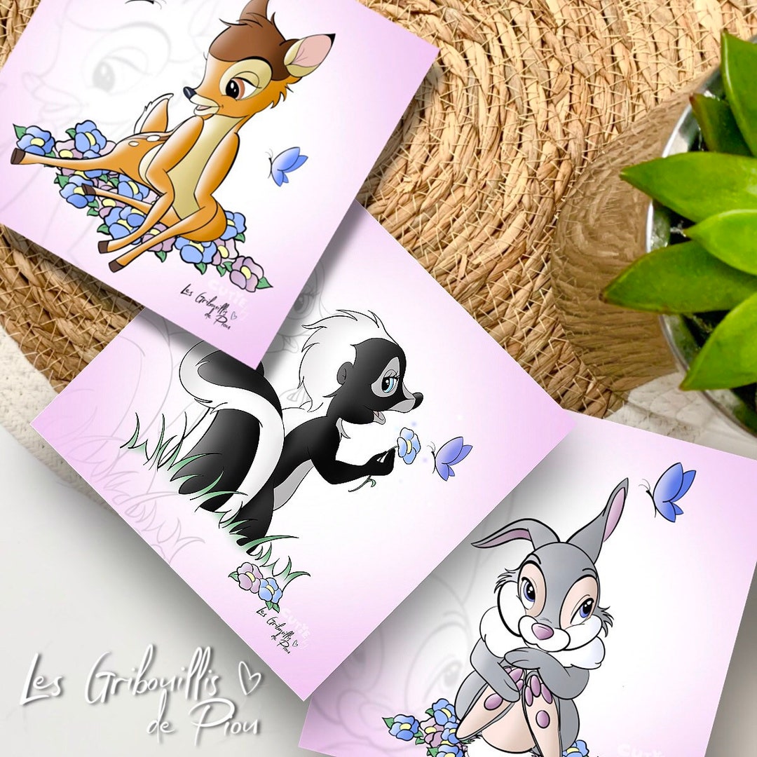Disney Illustrated Maps Bambi, Flower & Panpan - Etsy