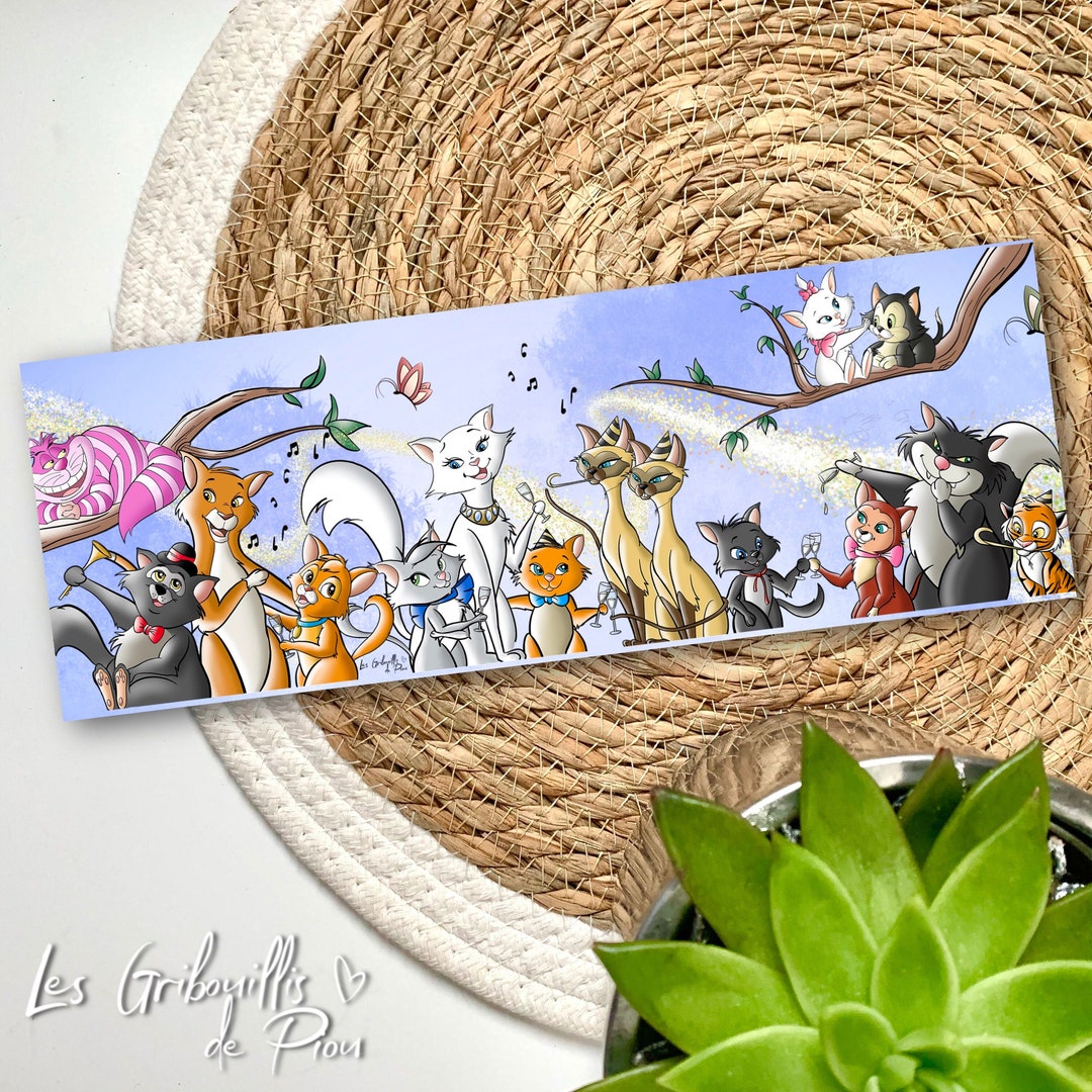 Panoramic Illustration Disney Cats - Etsy