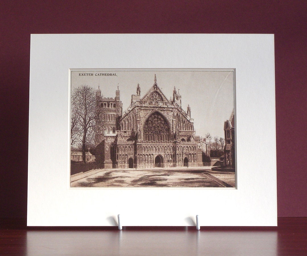 Exeter Cathedral. Print From an Etching by Brumby & Clarke, Hull ...