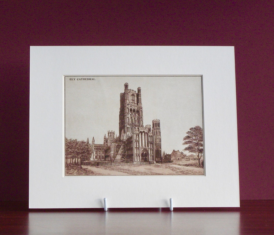 Ely Cathedral. Print From an Etching by Brumby & Clarke, Hull. English ...