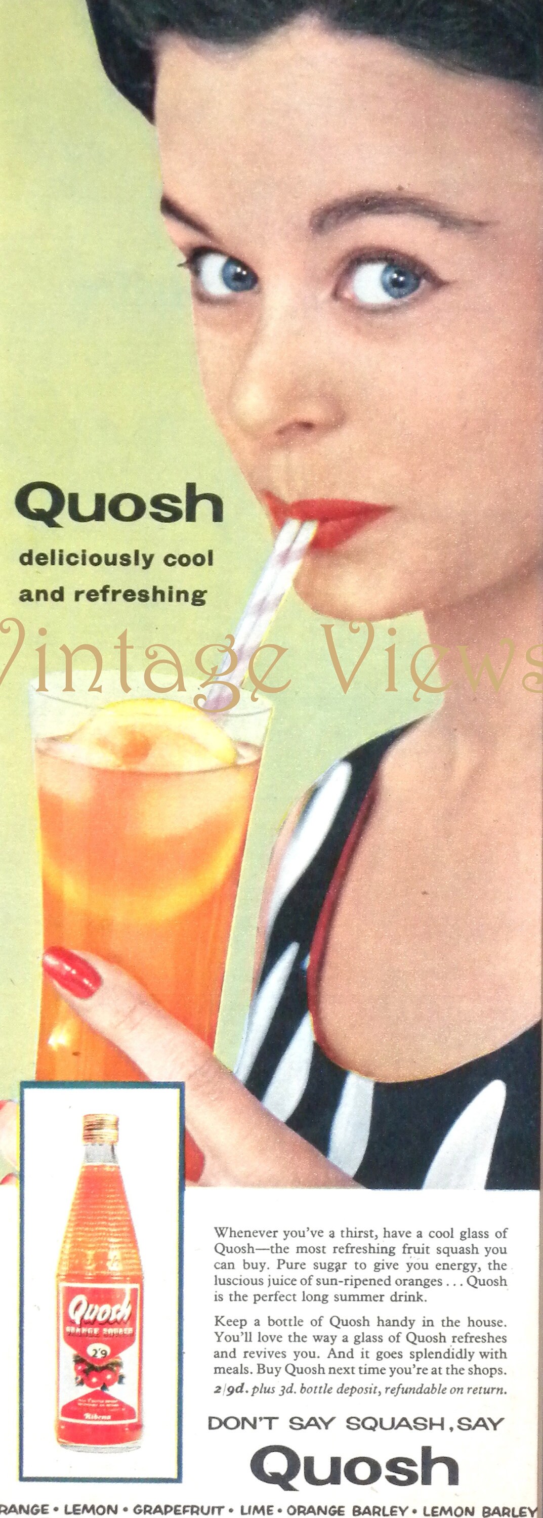 Quosh Orange Squash drink, genuine original vintage magazine ...