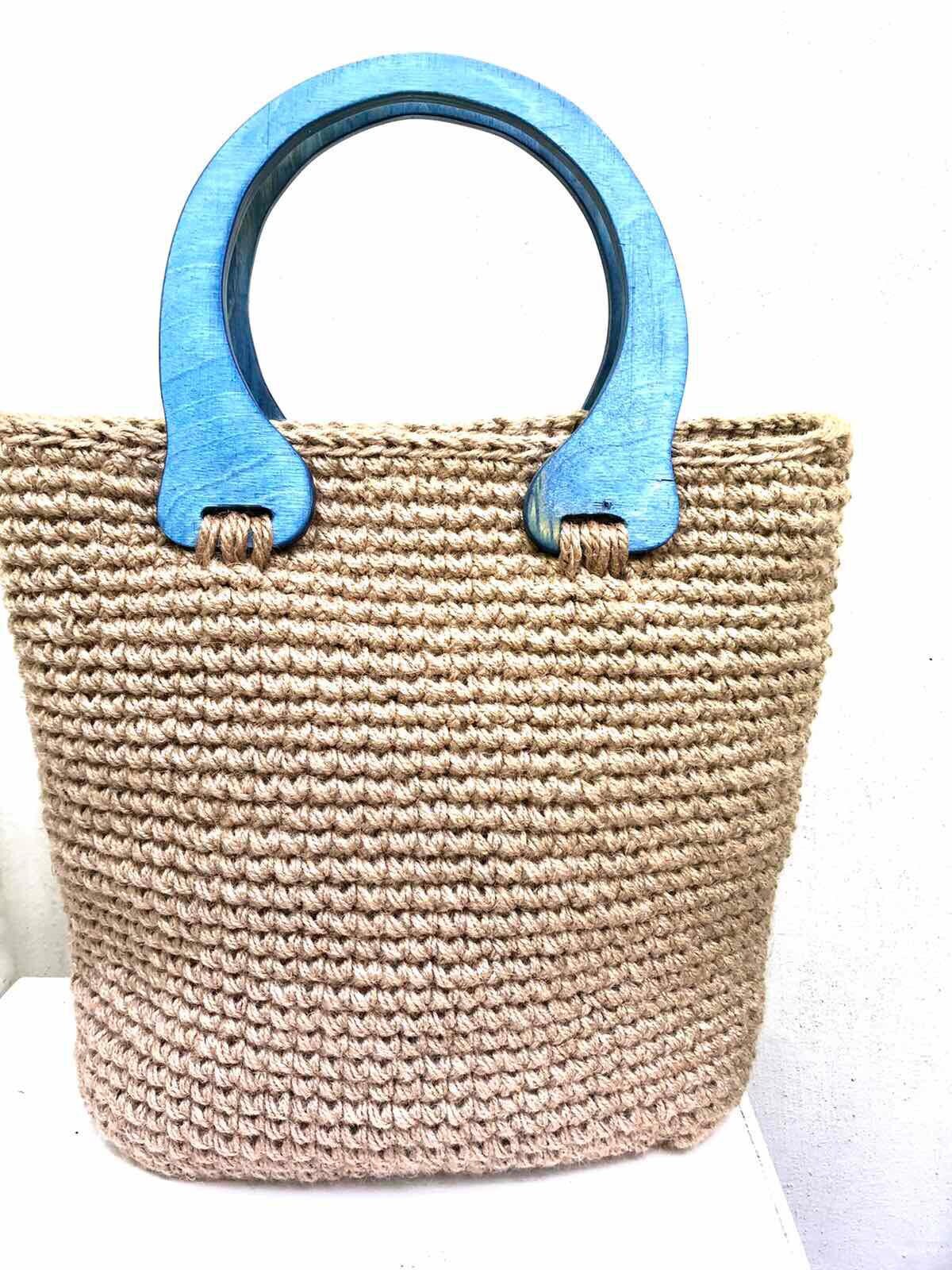 Beautiful Handmade Bag Womens Bag Summer Bag With Wooden Handle Jute ...