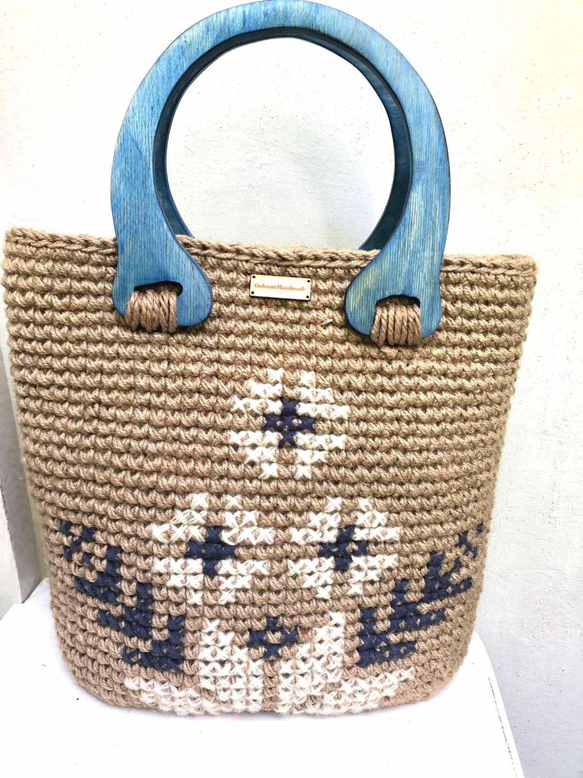 Beautiful Handmade Bag Womens Bag Summer Bag With Wooden Handle Jute ...