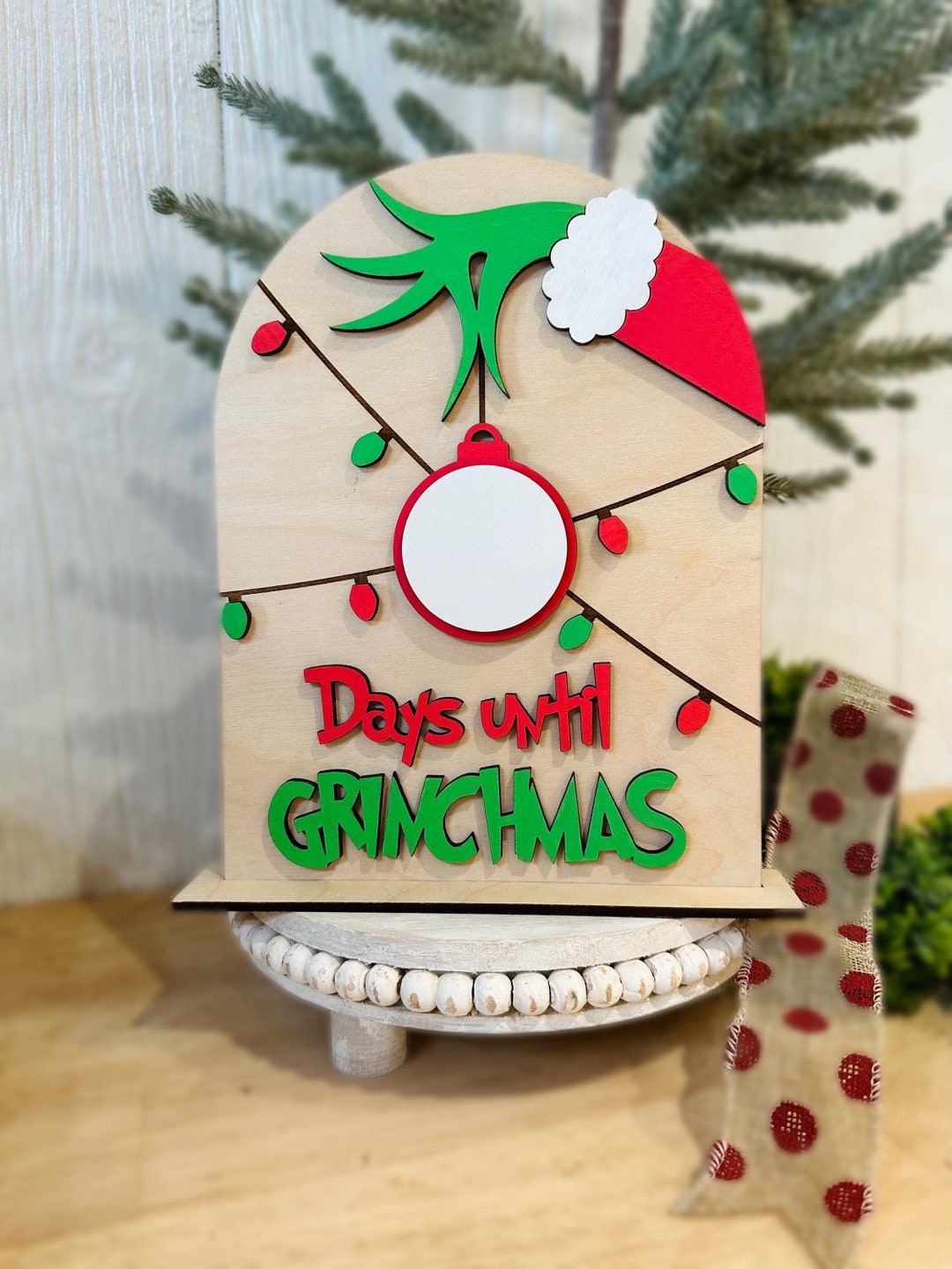 Grinch Christmas Countdown Sign: Hand-painted Wood, Dry Erase - Etsy