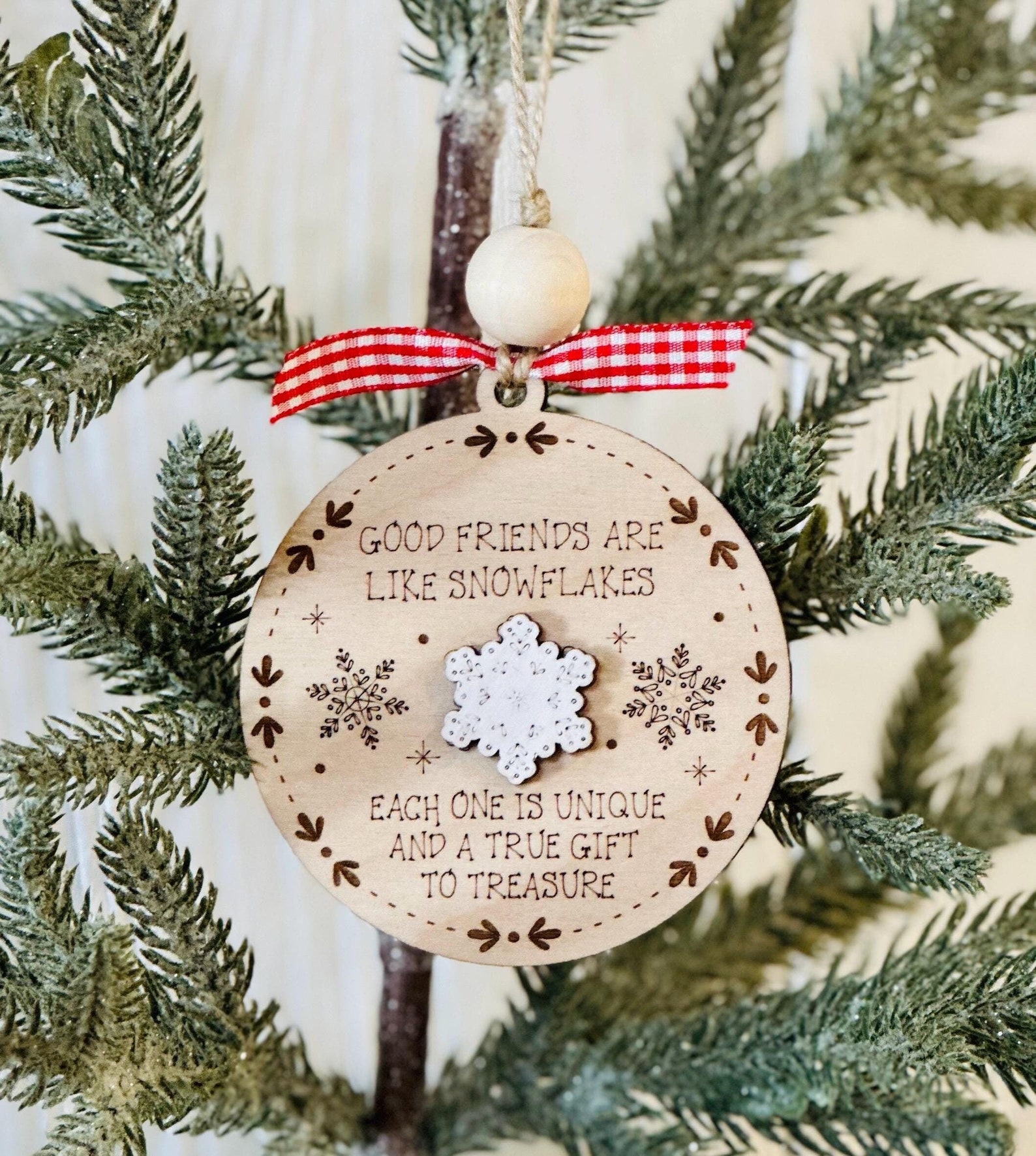 Good Friends Like Snowflakes Ornament – Birch Wood Bestie Gift - Etsy