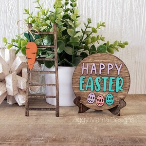 Happy Easter, Ladder and Carrot, Easter Tray Decor, Easter 3D Wood Sign ...