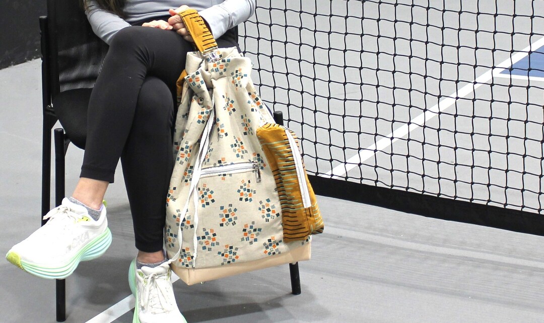 SUSTAINABLE!!! Leather and Designer Tan Cotton Linen Canvas Round Robin ...