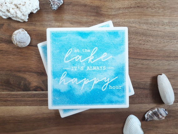 Absorbent Coasters / Happy Hour Coaster / Lake House Decor / | Etsy