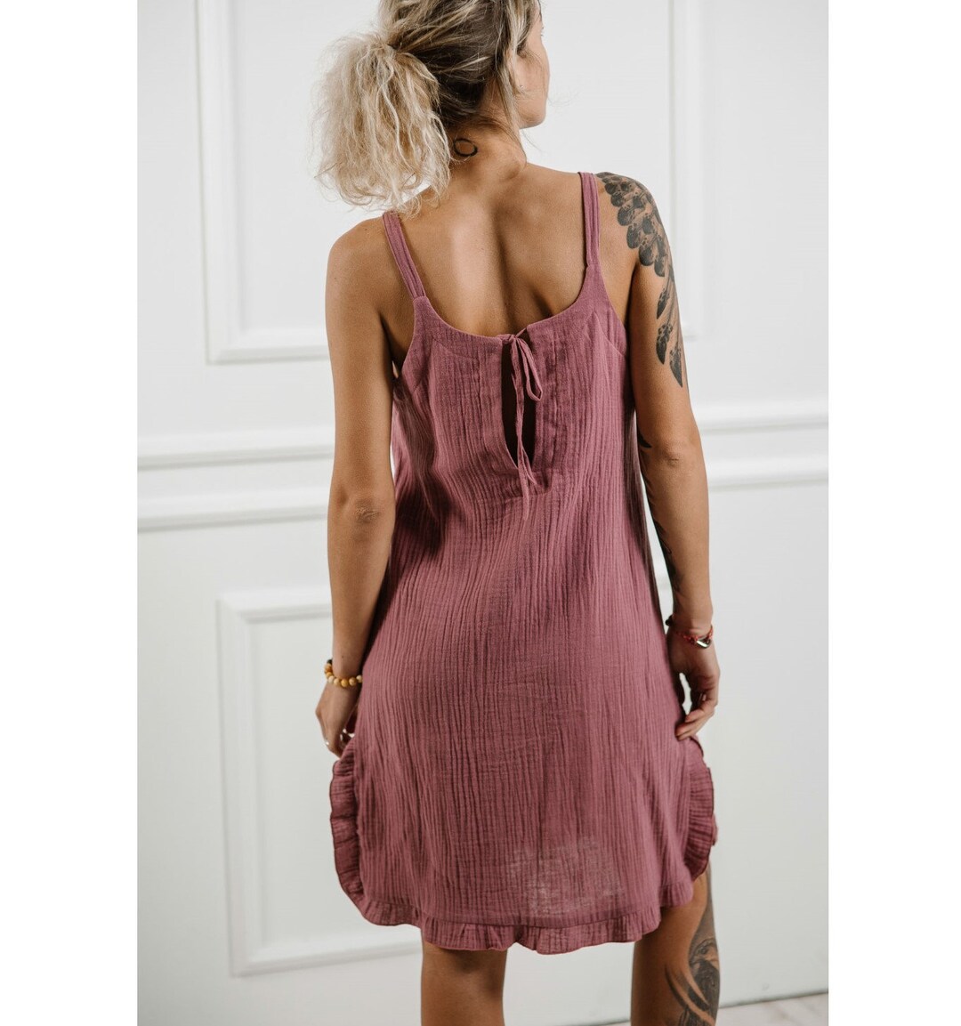 Double Gauze Dress – Lightweight Cotton Sleeveless Sundress With Straps ...