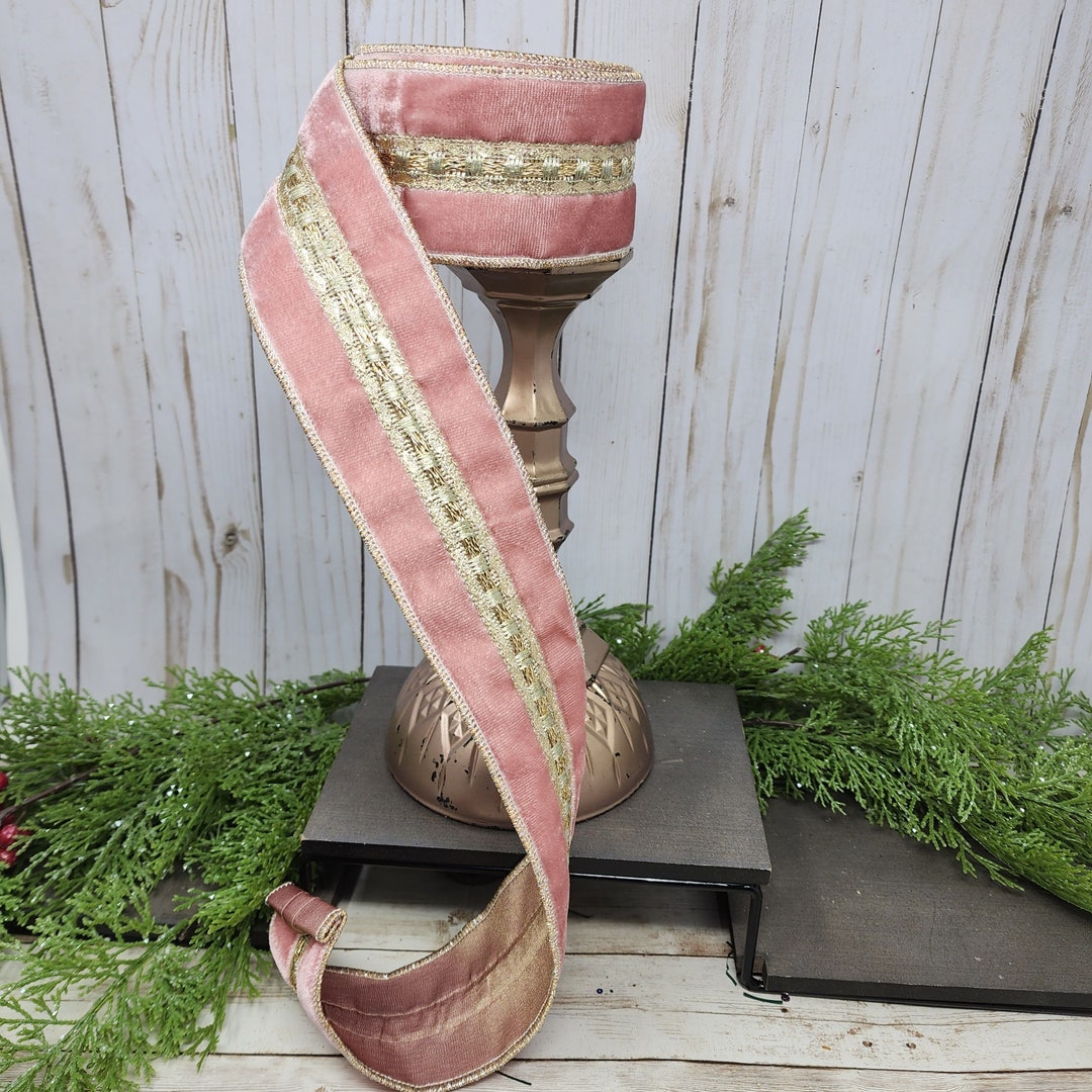 Pink Velvet Ribbon, 2.5 Inch Plush Wired Edge Velvet Ribbon, Pink ...