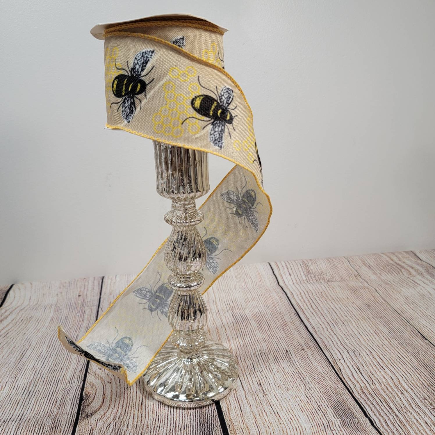 2.5in Bumble Bee Wired ribbon Yellow White Ribbon supplies | Etsy