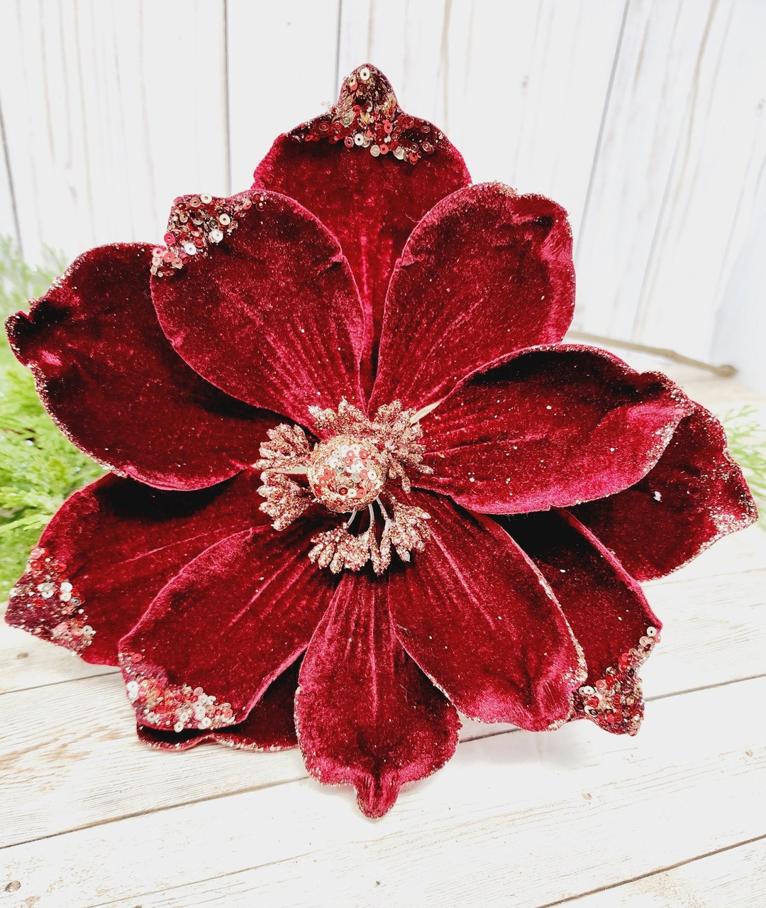 Velvet Magnolia, Luxury Magnolia Velvet, SOLD SEPERATE, Burgundy Holiday Magnolia, Wired Velvet ...