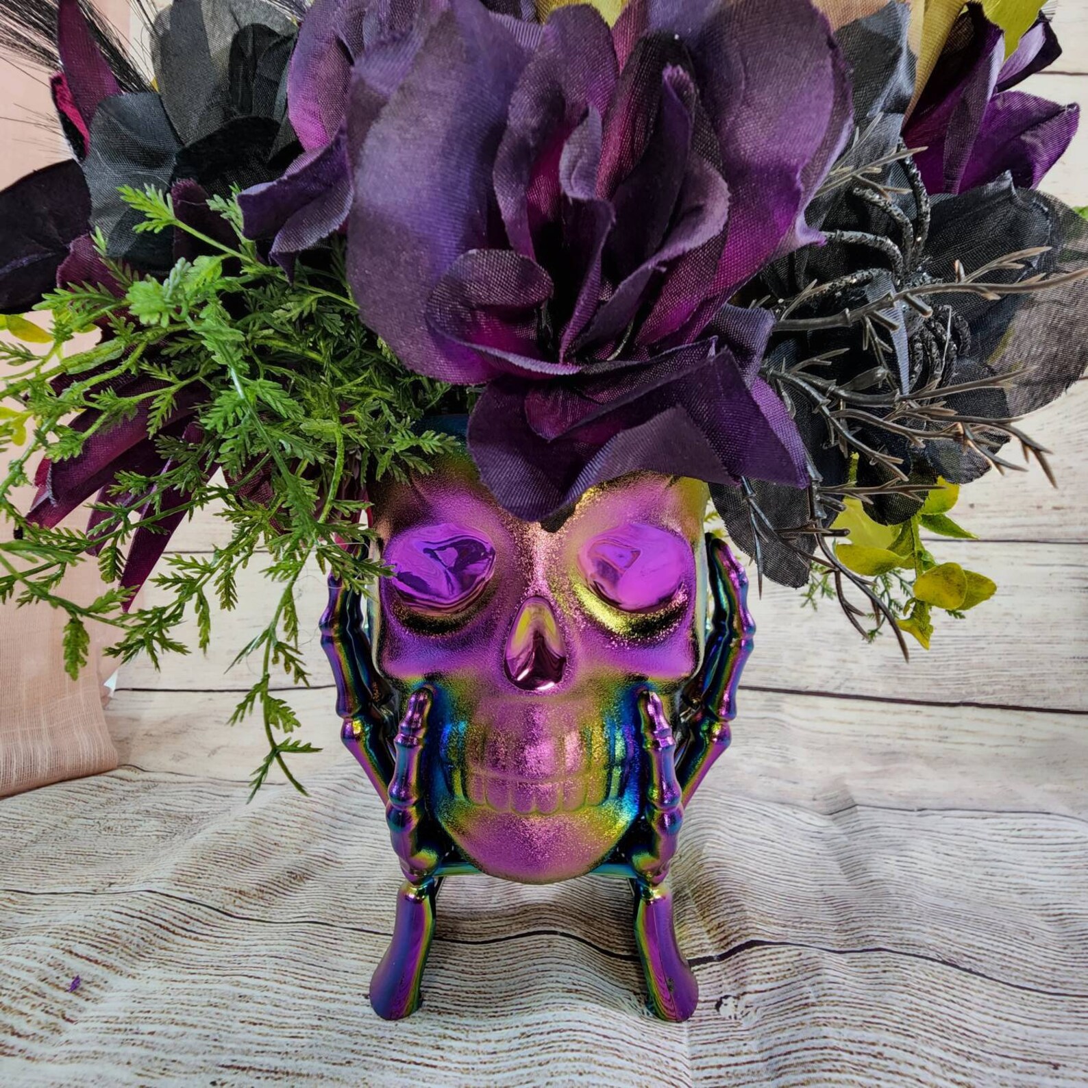 Halloween Skull Centerpiece, Halloween Table Decor, Skull Flower ...