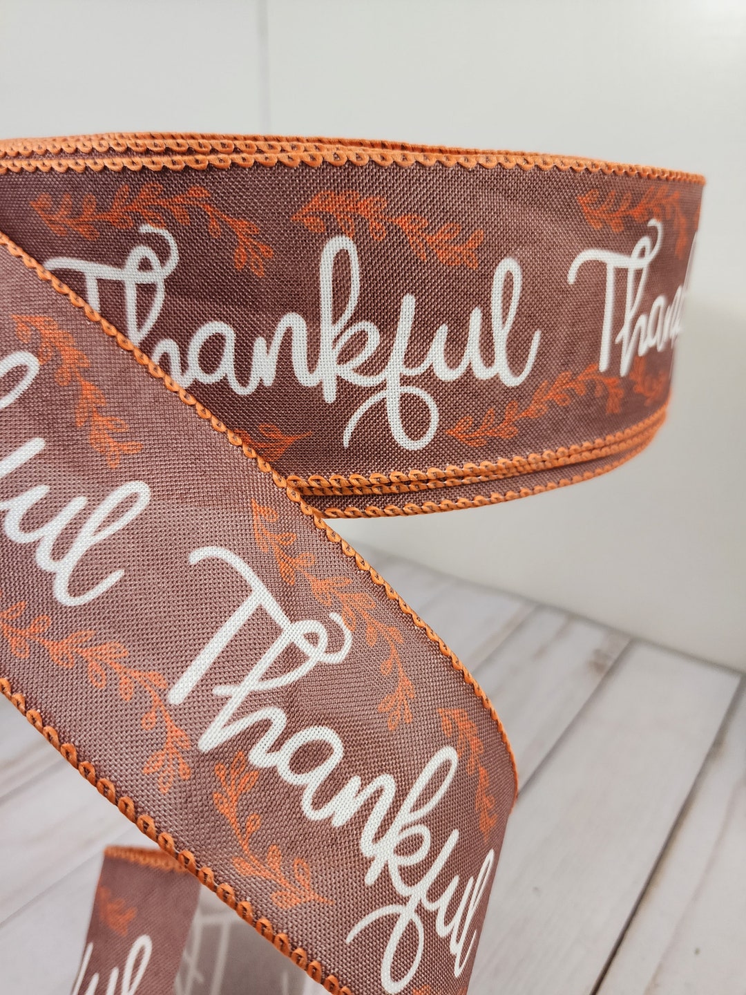 Wired Fall Ribbon Thankful Wired Ribbon 2.5 Inch Wired - Etsy