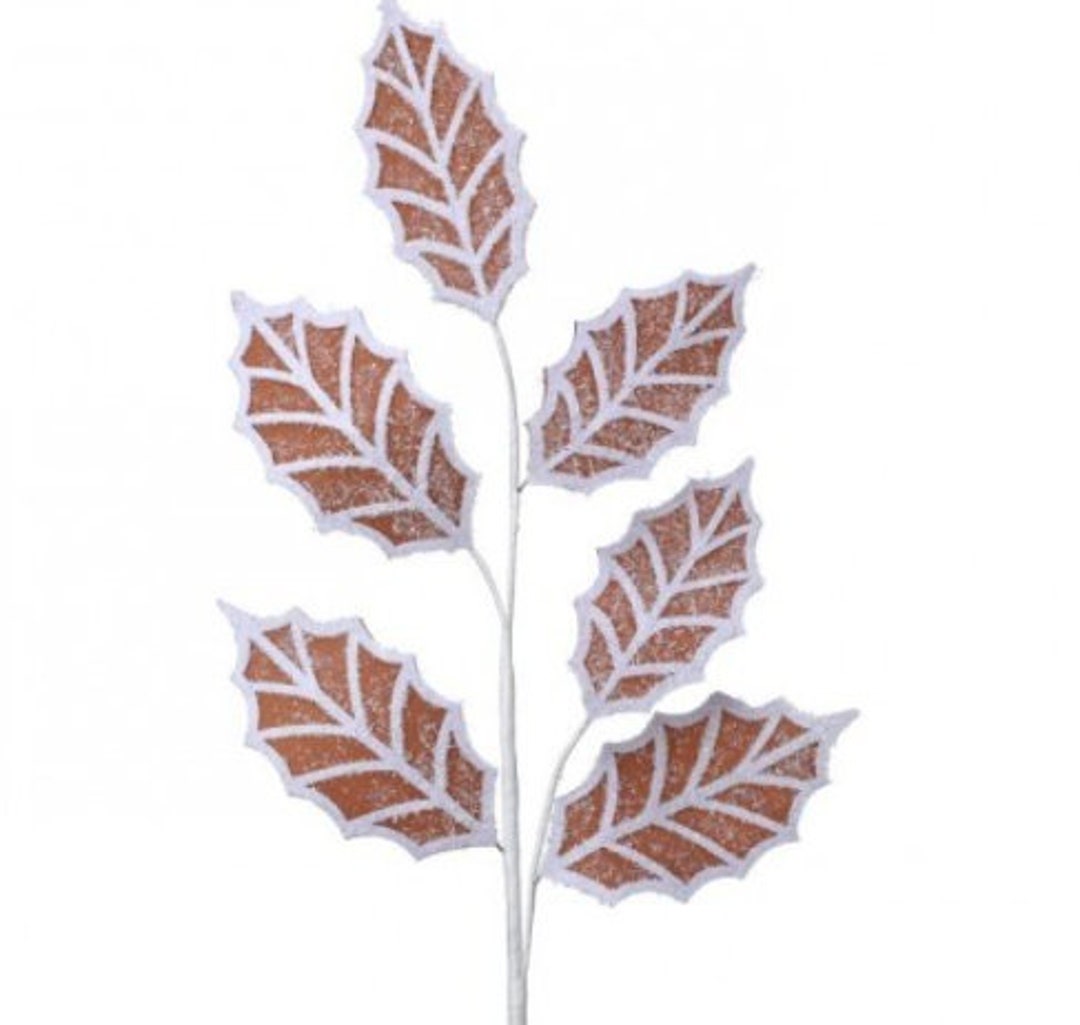 Gingerbread Holly Leaf Picks, Wired 24 Inch Gingerbread Leaf Picks ...