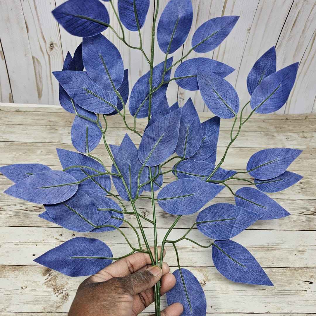 Navy Blue Ficus Stems, Wired Artificial Ficus Greenery Stem, (assorted ...