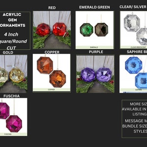Acrylic Gem 4 Inch Ornament, Square/round Acrylic Gem, SOLD SEPERATELY ...
