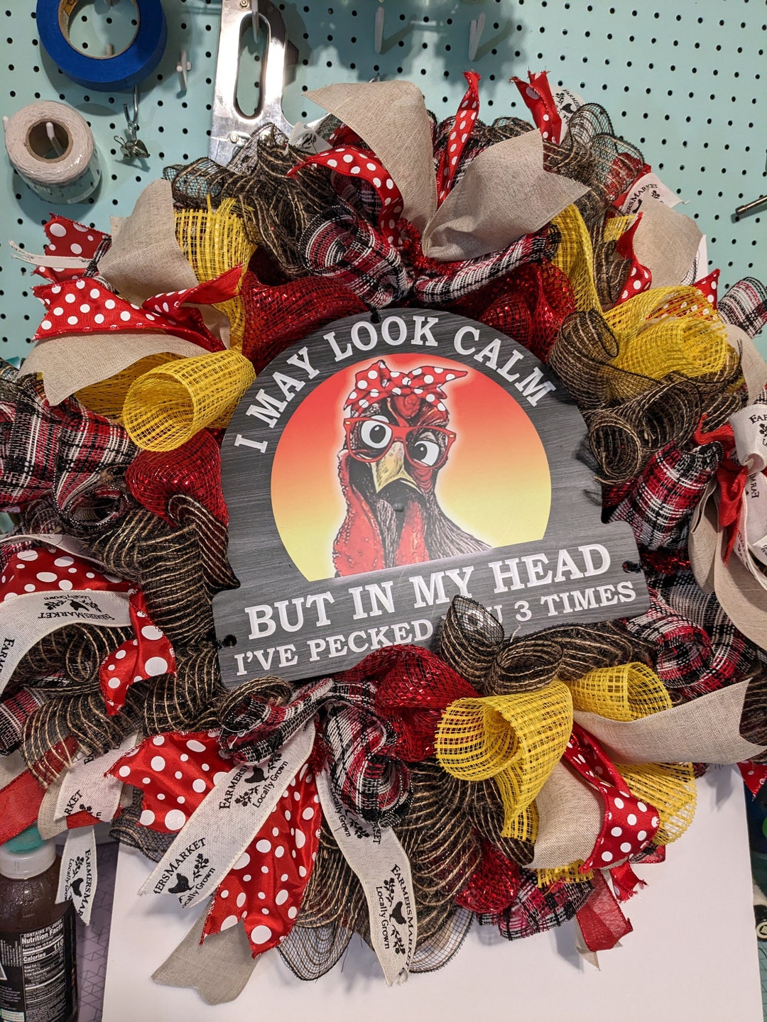 Funny Chicken Wreath Sign, Ready to Ship, I Pecked You Chicken Wreath ...