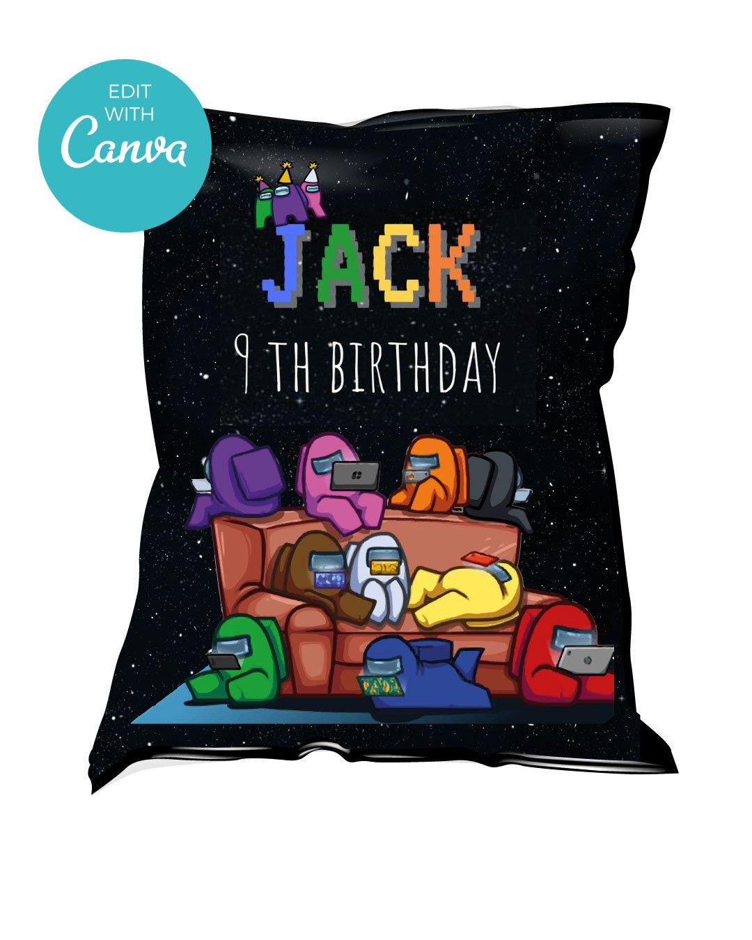 Chip Bag Among Us. Editable. IMMEDIATE DOWNLOAD. Bag of Potatoes. Chip ...