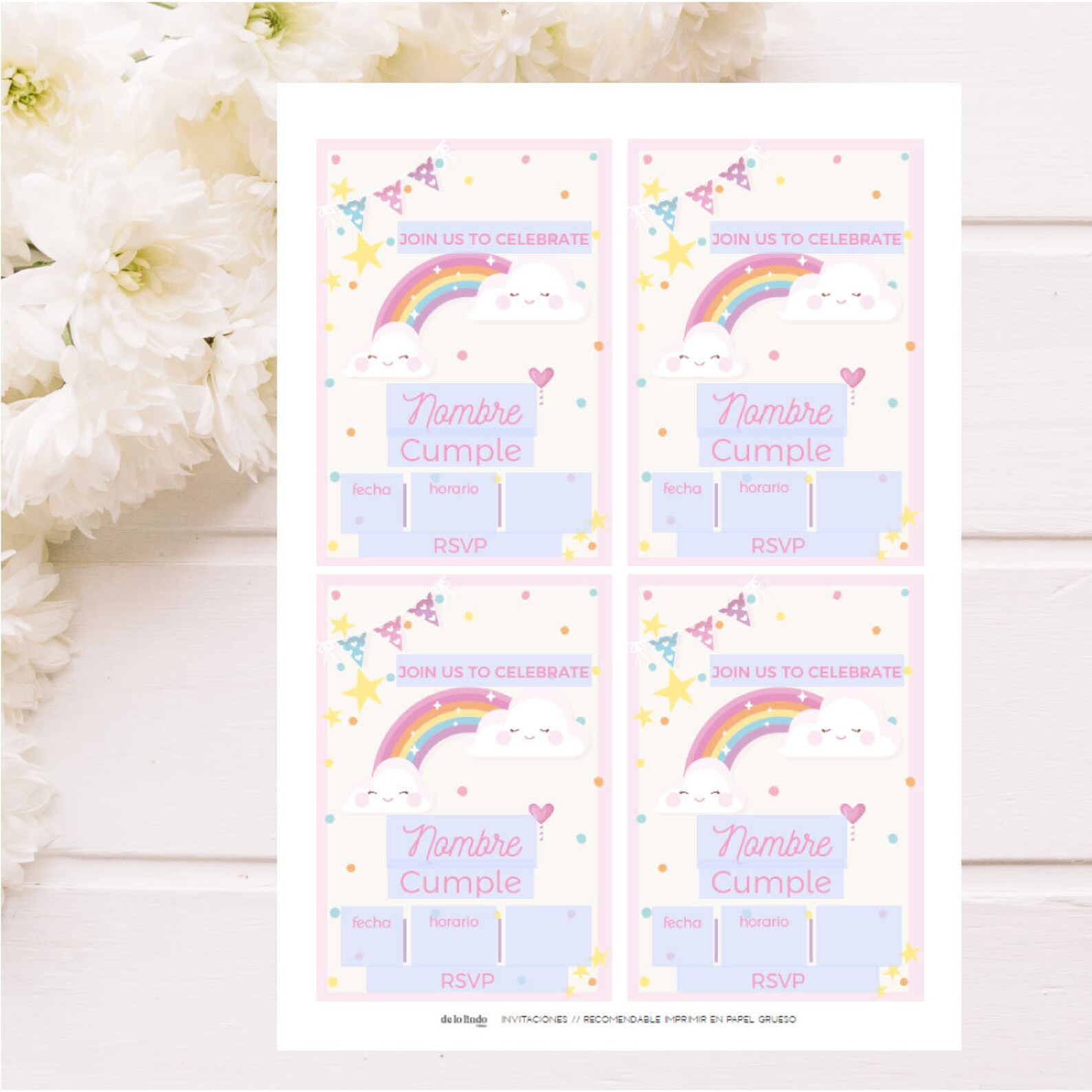 Editable Invitation Template Rain of Love, Birthday Rainbow Heart - Etsy