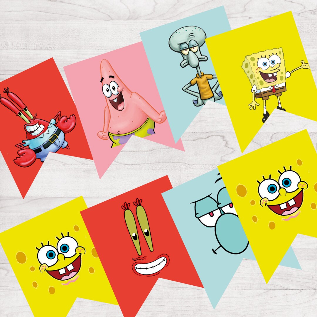 Printable Sponge Banners, Editable Texts. Birthdays, Celebrations - Etsy