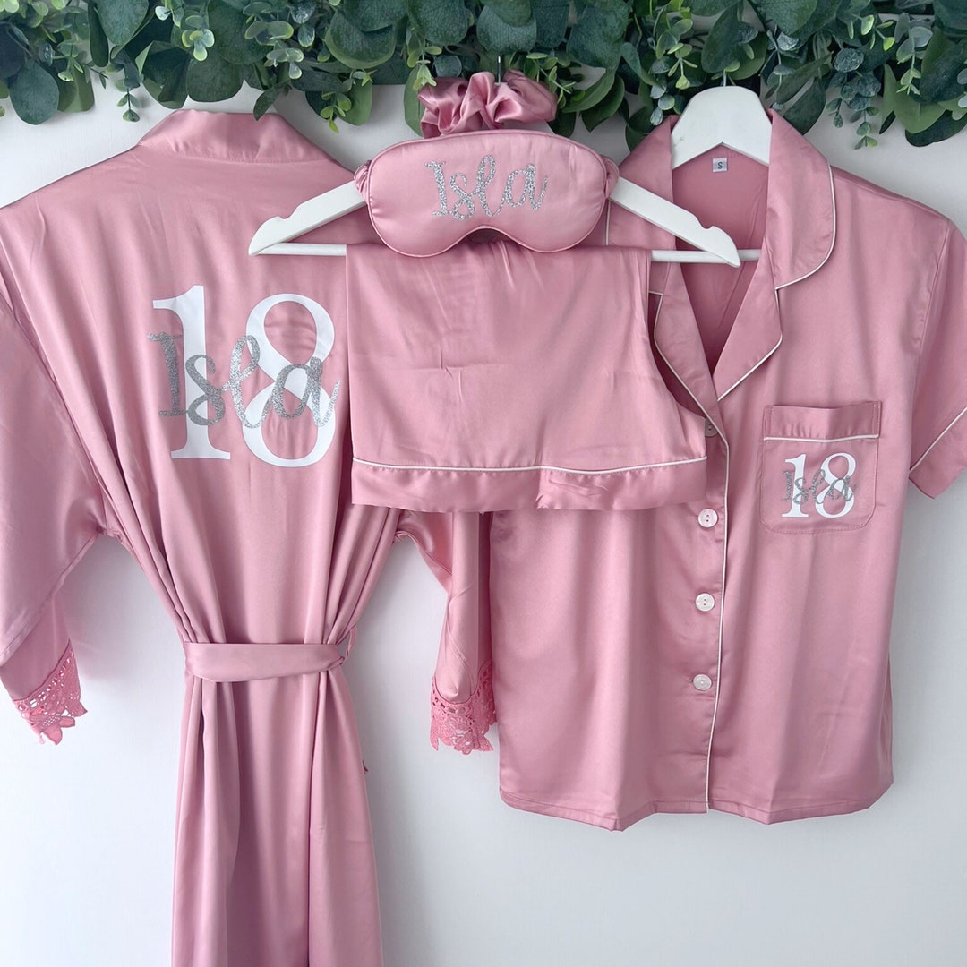SATIN PYJAMAS & ROBE Milestone Birthday Gift Set, 13th, 16th, 18th ...