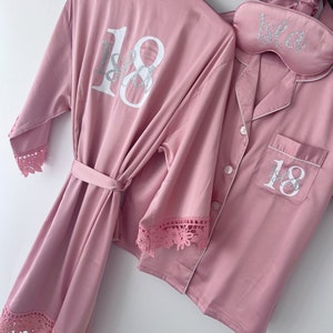 SATIN PYJAMAS & ROBE Milestone Birthday Gift Set, 13th, 16th, 18th ...