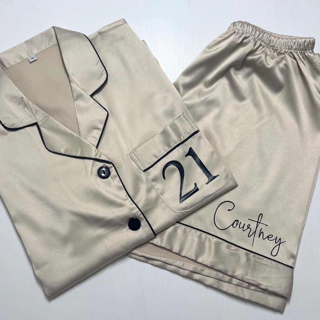 PERSONALISED SATIN PYJAMAS Milestone Birthday Pj's, Gift for Teen ...