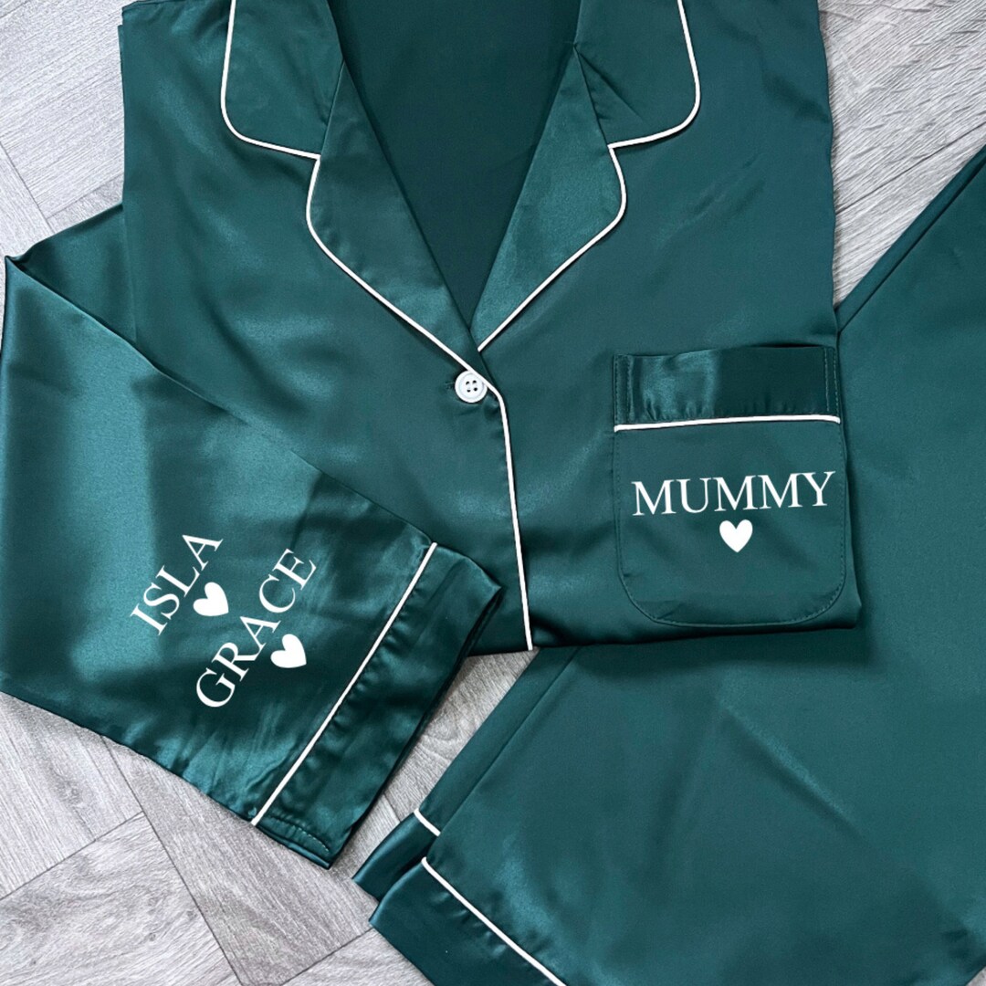 PERSONALISED SATIN PYJAMAS - Long Personalized Pyjamas for Mum With ...