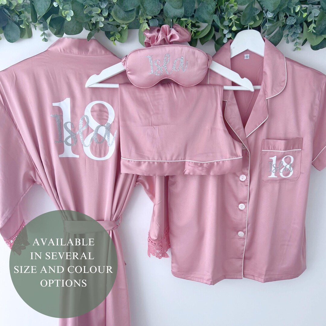 SATIN PYJAMAS & ROBE - Milestone Birthday Gift Set, 16th, 18th, 21st ...