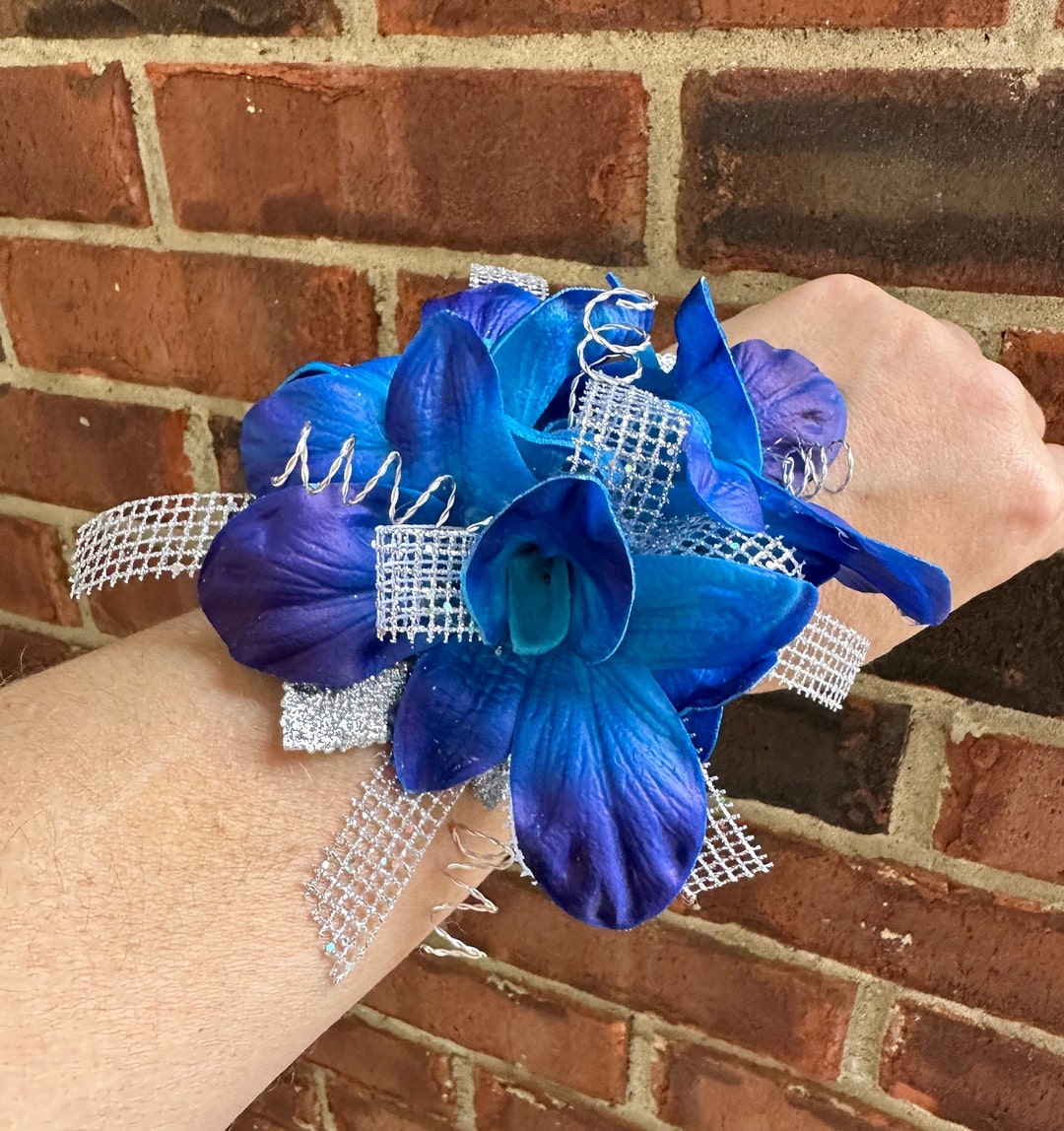 Blue Orchid Corsage Set / Prom Corsage/ Homecoming Corsage / Real Touch ...