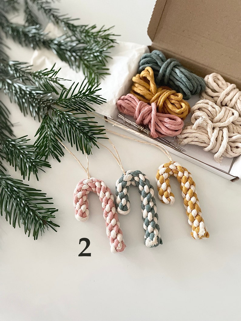 DIY Macrame Candy Cane Christmas Ornament Kit - Etsy