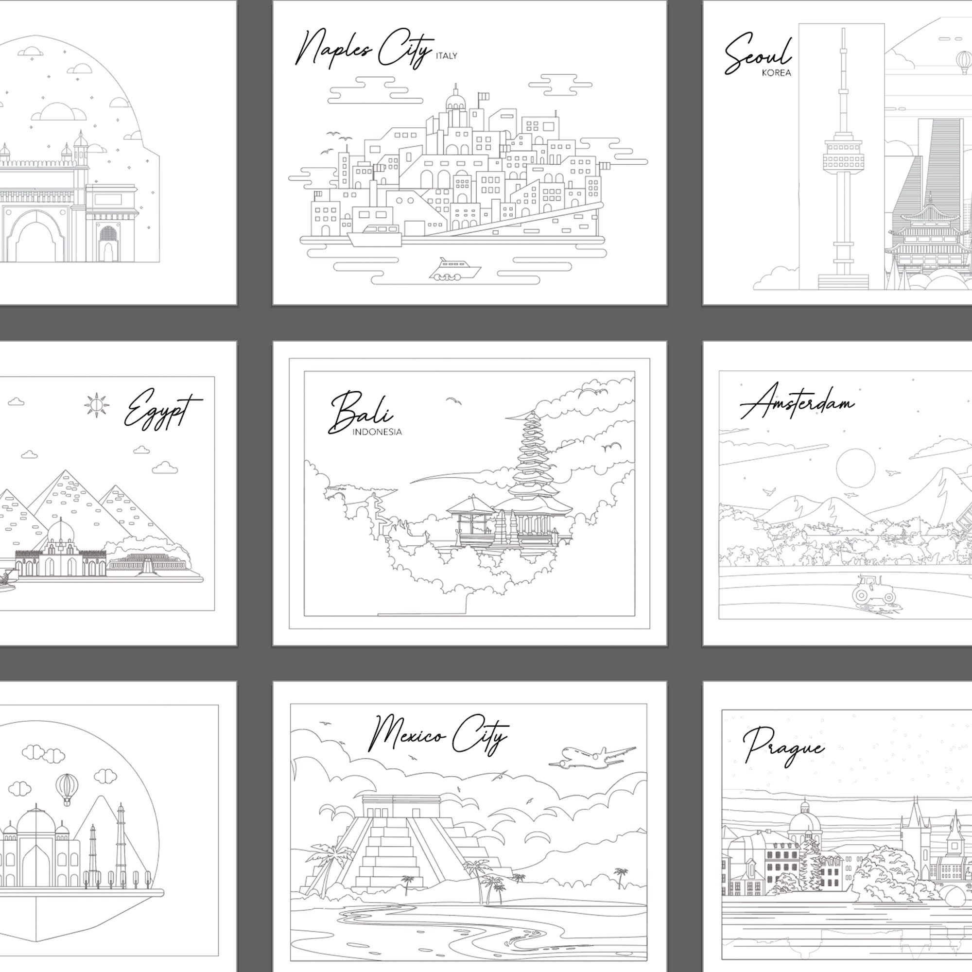 30 Landmarks Around the World Coloring Pages - Etsy