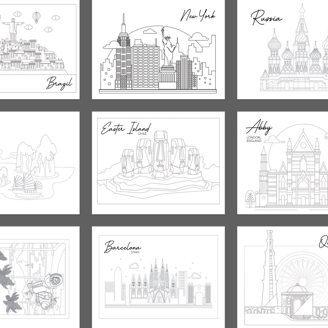 30 Landmarks Around the World Coloring Pages | Etsy