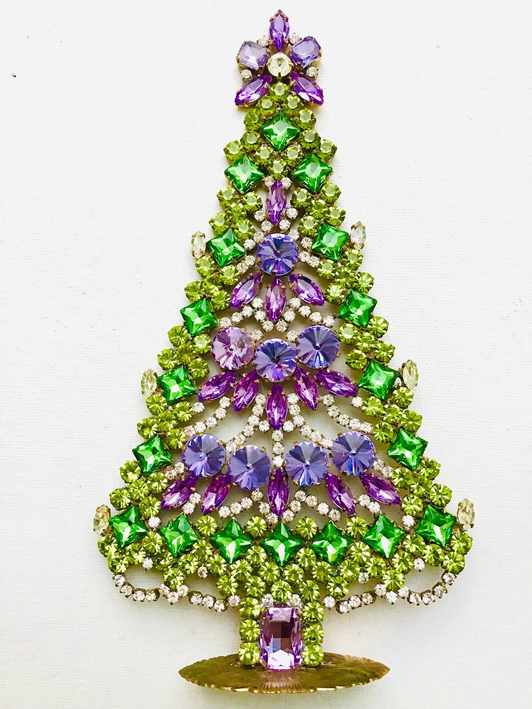 Rhinestone Xmas Tree Stand Czech Vintage Bohemian Glass - Etsy