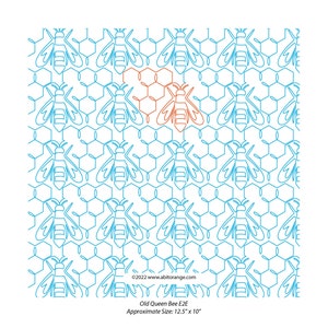 Old Queen Bee - Honey Bee and Honeycomb Edge to Edge E2E Digital ...