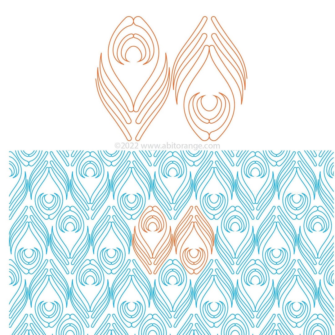 Peacock Tails E2E- Edge to Edge Longarm Digital Quilt Pattern, Peacock ...