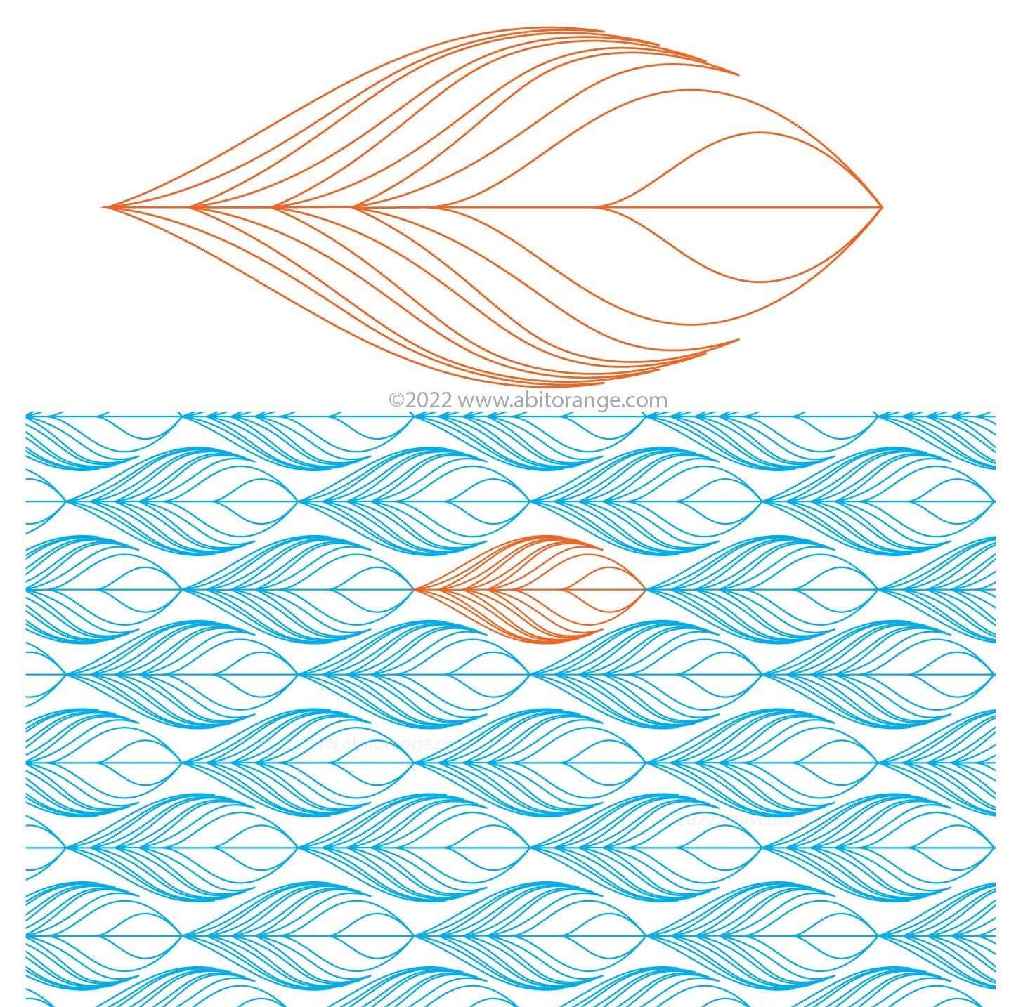 Peacock Feather E2E 01- E2E Digital Quilting Pattern for Longarm Machine Quilting, E2E Feathers ...