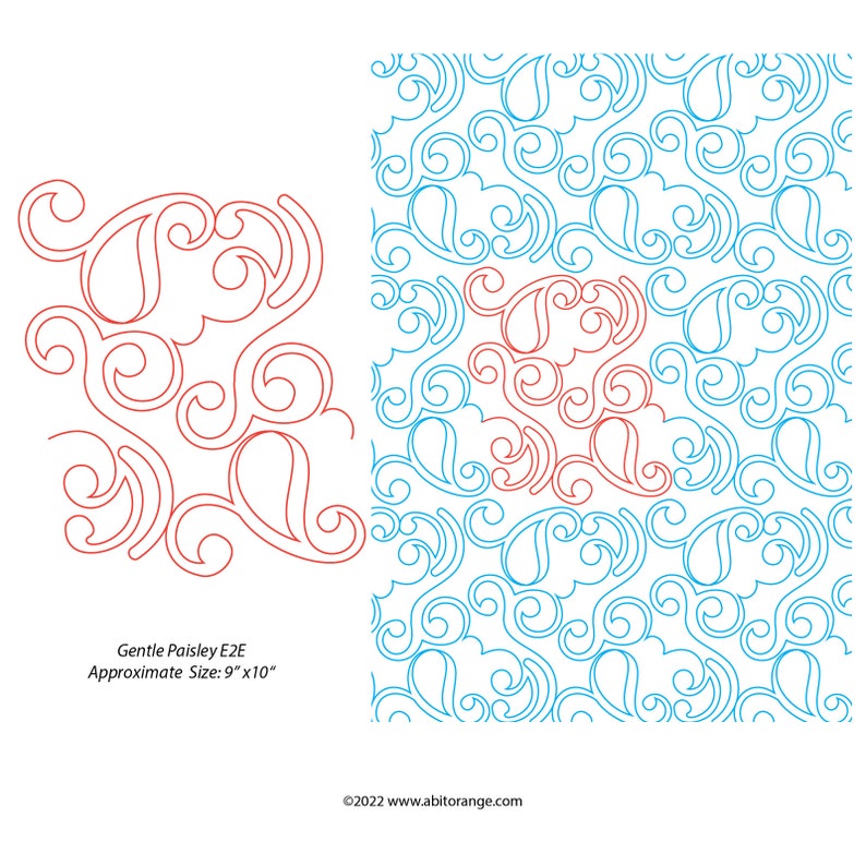 Gentle Paisley E2E Digital Quilting Design Paisley, Longarm Digital ...