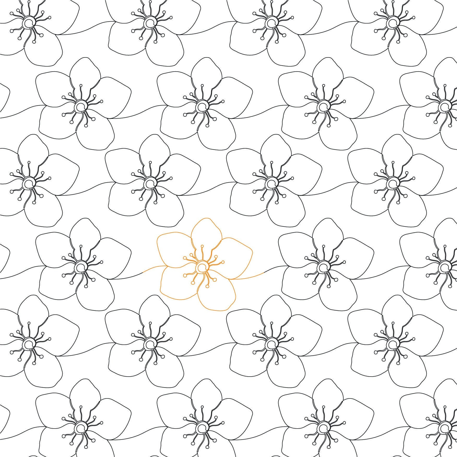 Magnolia E2E digital quilting pattern / design | Etsy