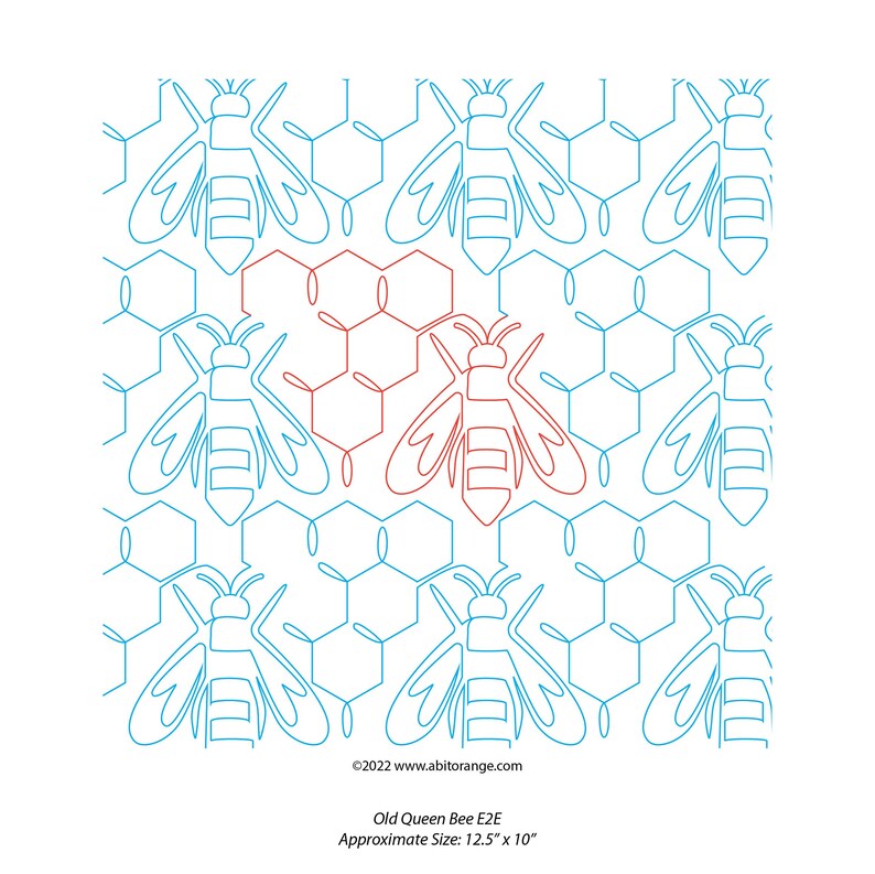 Old Queen Bee - Honey Bee and Honeycomb Edge to Edge E2E Digital ...