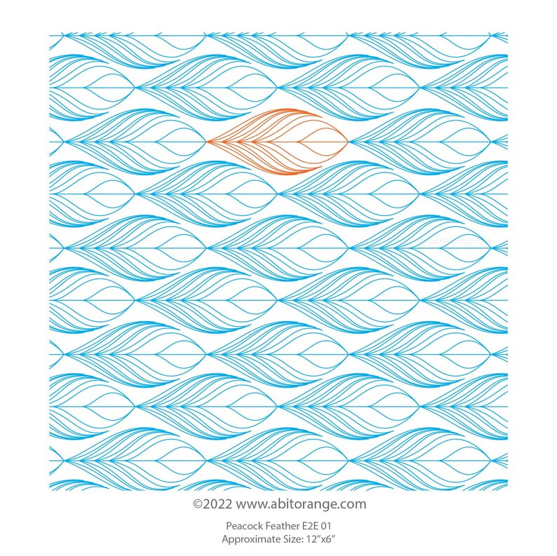 Peacock Feather E2E 01- E2E Digital Quilting Pattern for Longarm Machine Quilting, E2E Feathers ...