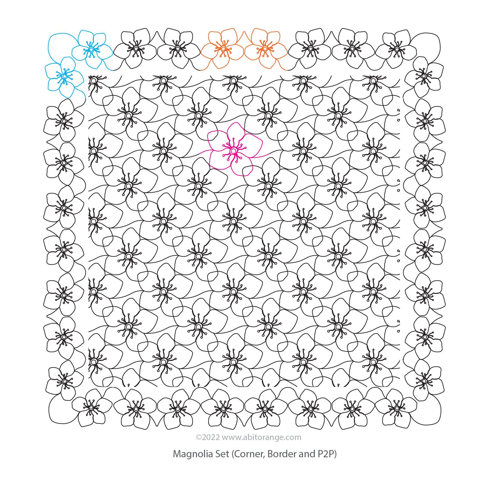 Magnolia Set E2E Digital Quilting Pattern / Design for Longarm Machine ...