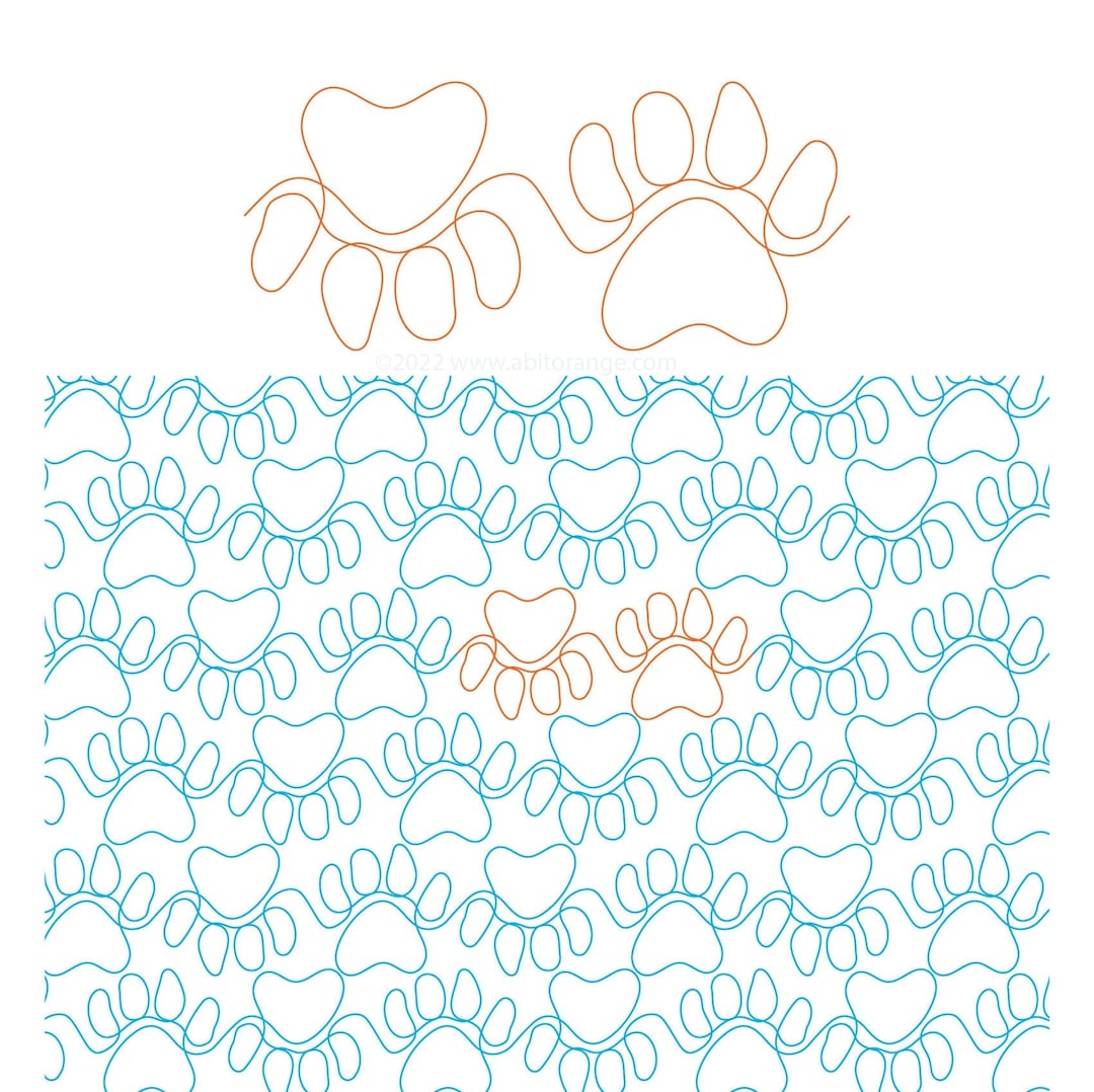 Paw Prints E2E Edge to Edge E2E Longarm Digitized Quilt Pattern, Animal ...