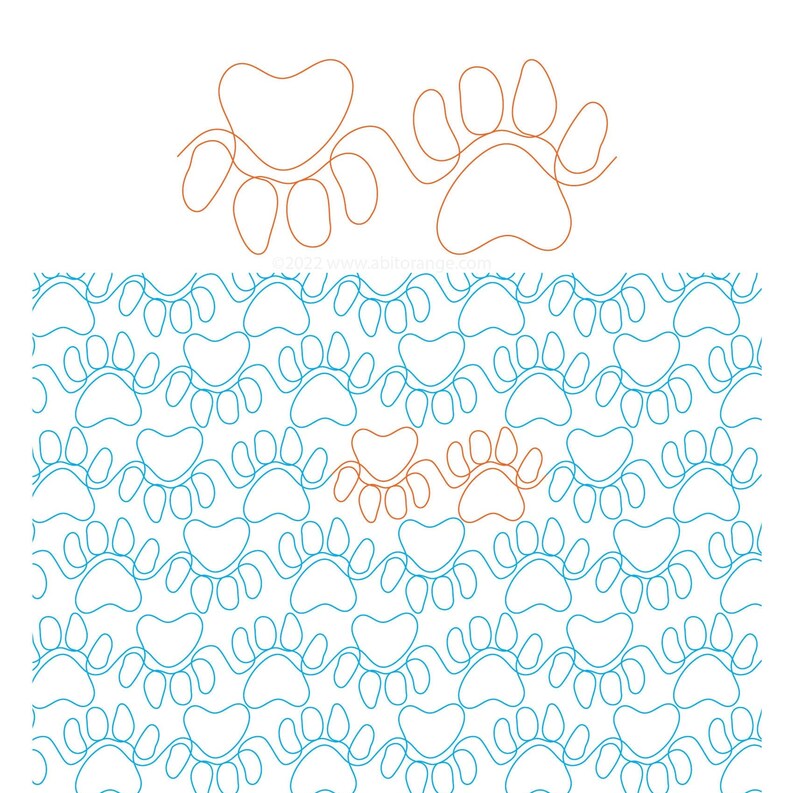 Paw Prints E2E Edge to Edge E2E Longarm Digitized Quilt Pattern, Animal Tracks Digital Quilting ...