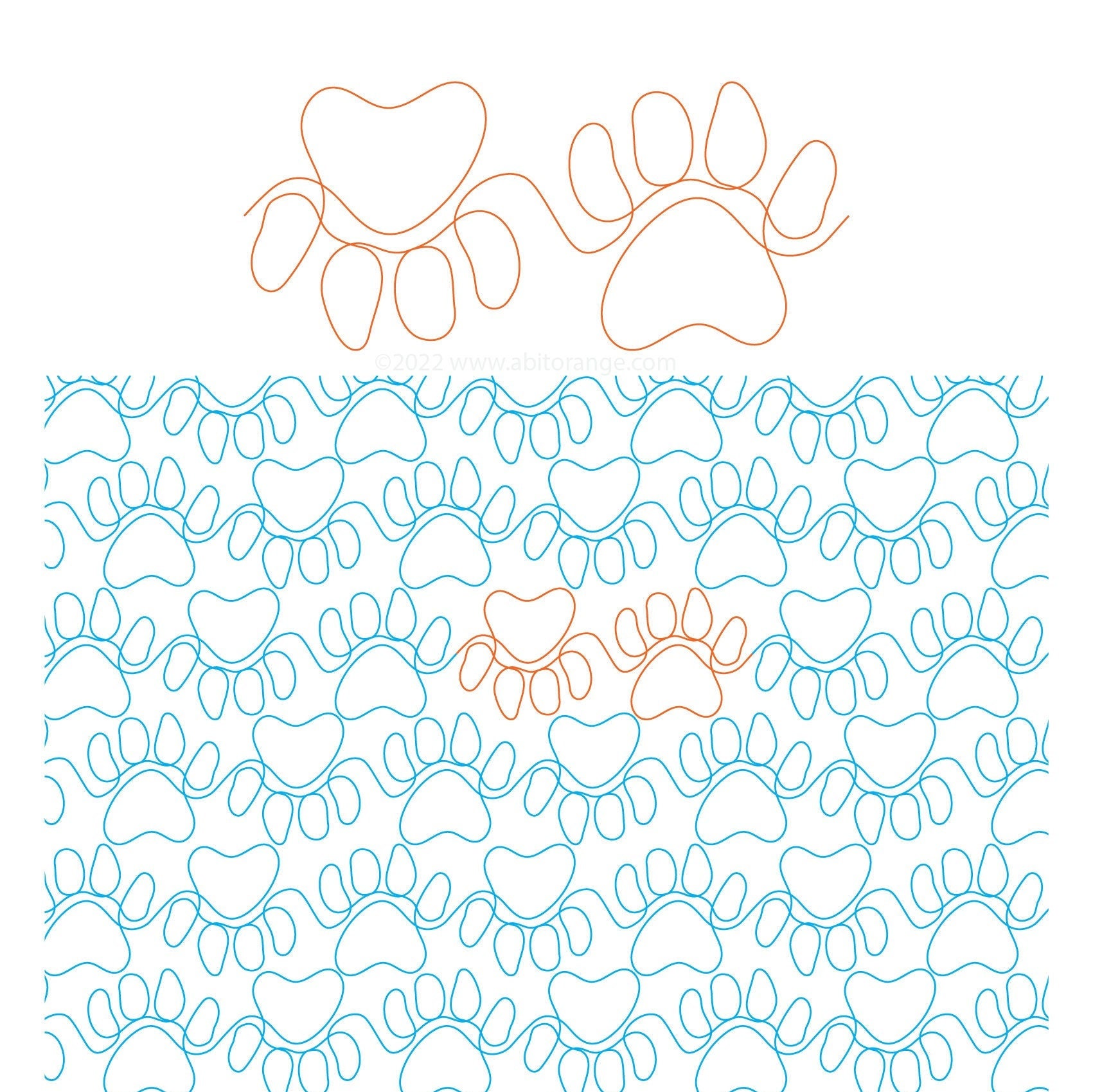 Paw Prints E2E Edge to Edge E2E Longarm Digitized Quilt Pattern, Animal ...