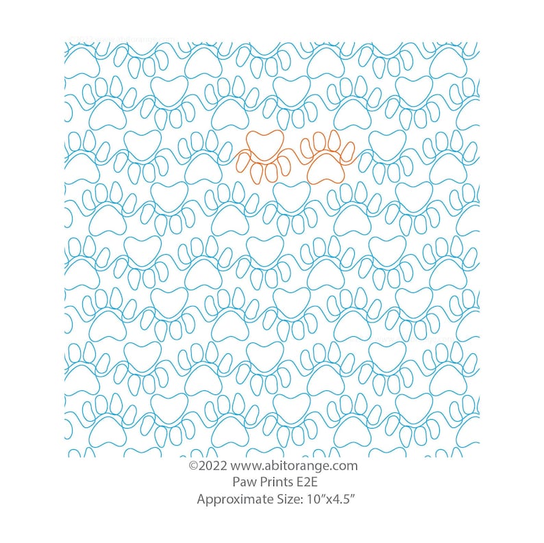 Paw Prints E2E Edge to Edge E2E Longarm Digitized Quilt Pattern, Animal ...