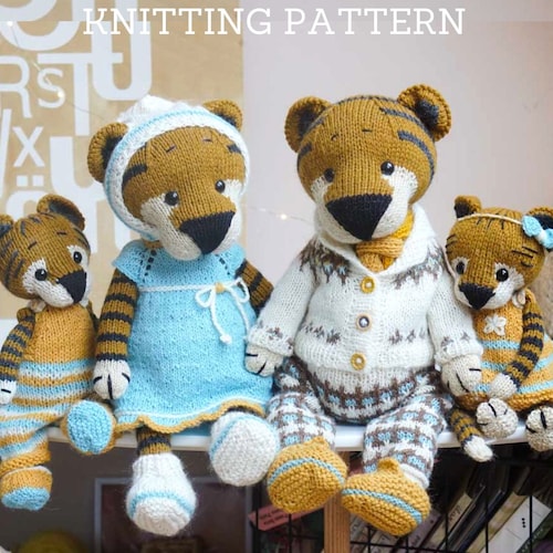 SET Knitting Patterns / Tiger Family / Animal Knitting - Etsy