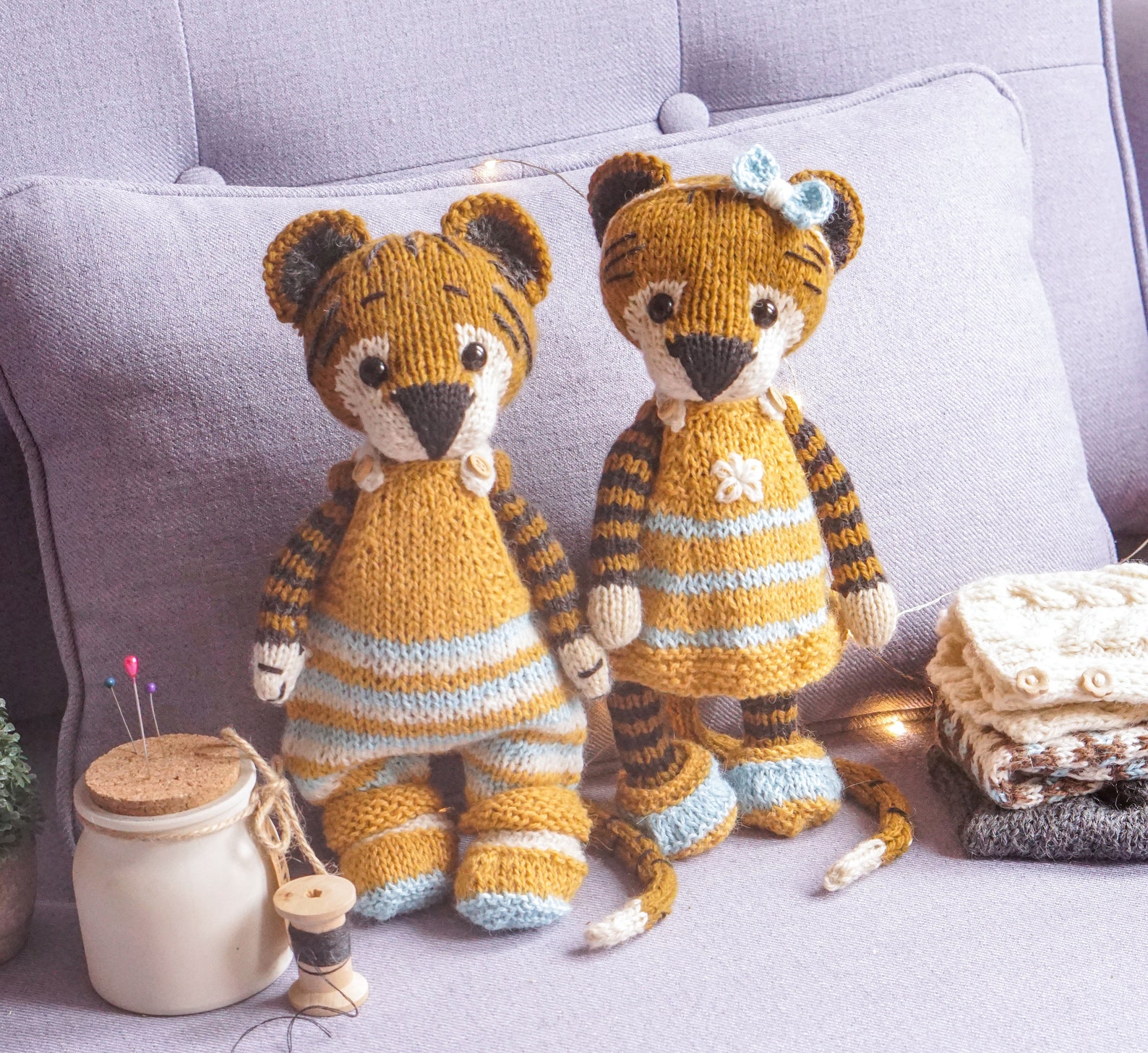 SET Knitting Patterns / Tiger Family / Animal Knitting - Etsy