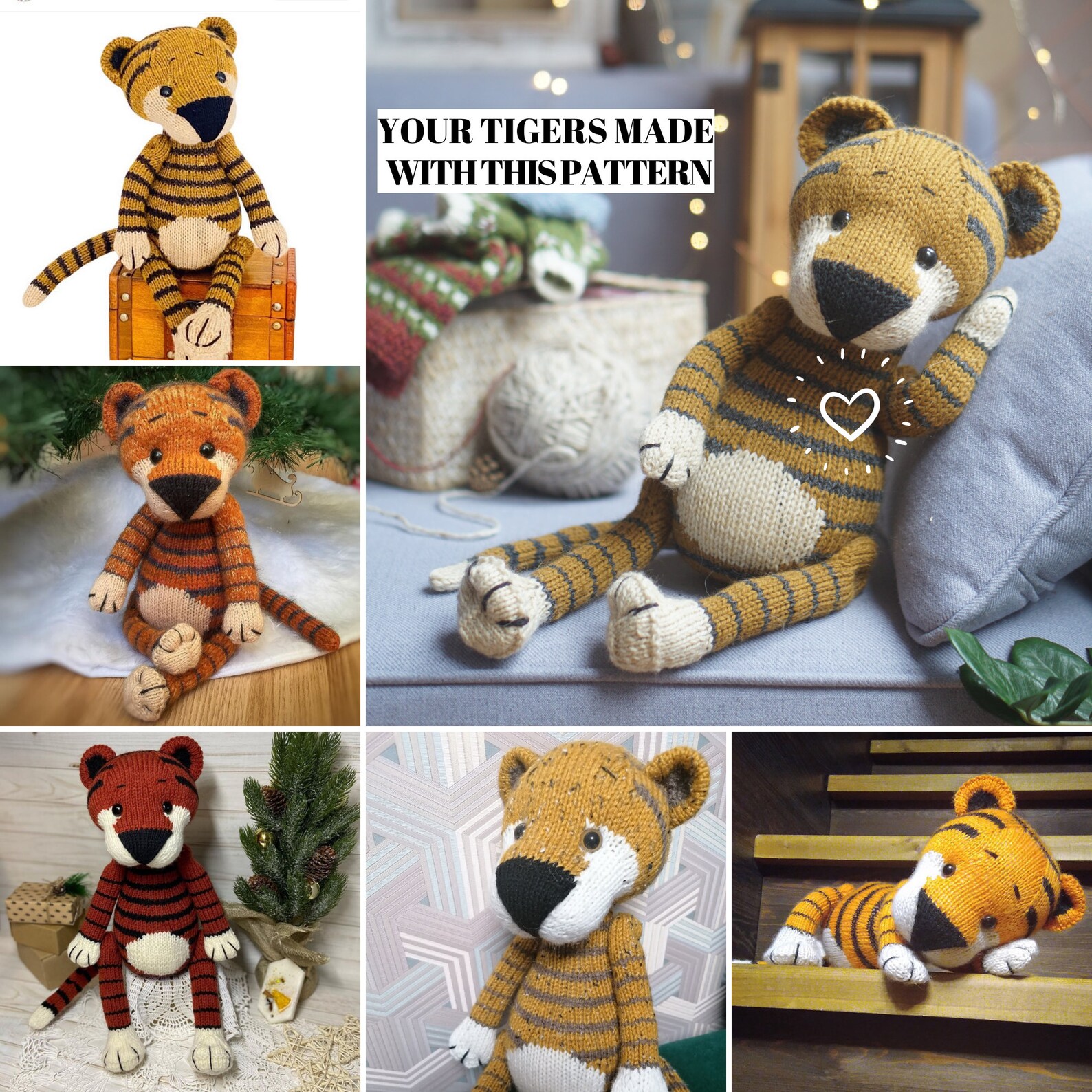 Tiger Knitting Pattern Toy Knitting Pattern / Polushkabunny - Etsy